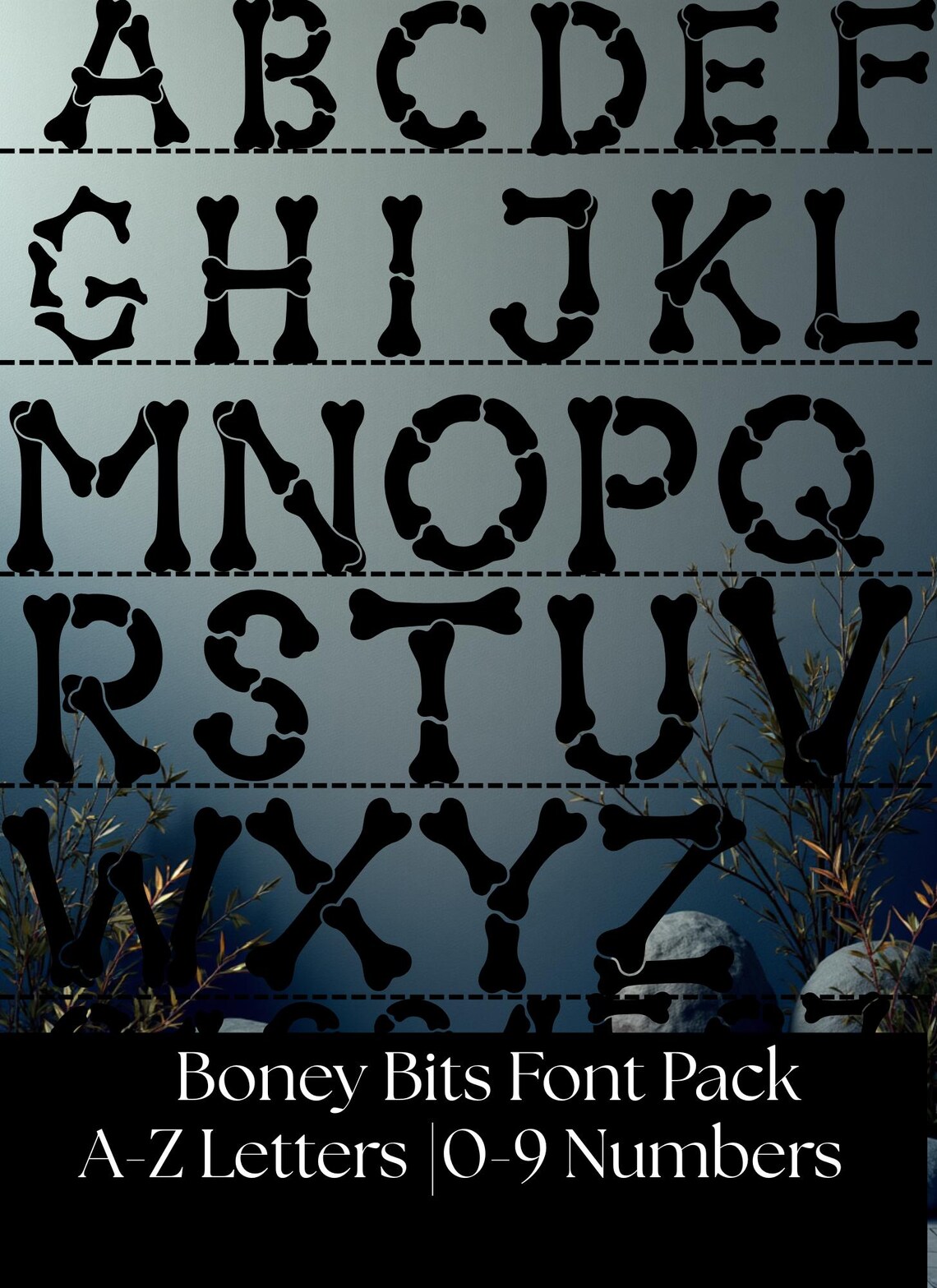 Boney Bits Alphabet Pack | Bone Letters & Numbers PNG | Halloween Font ...