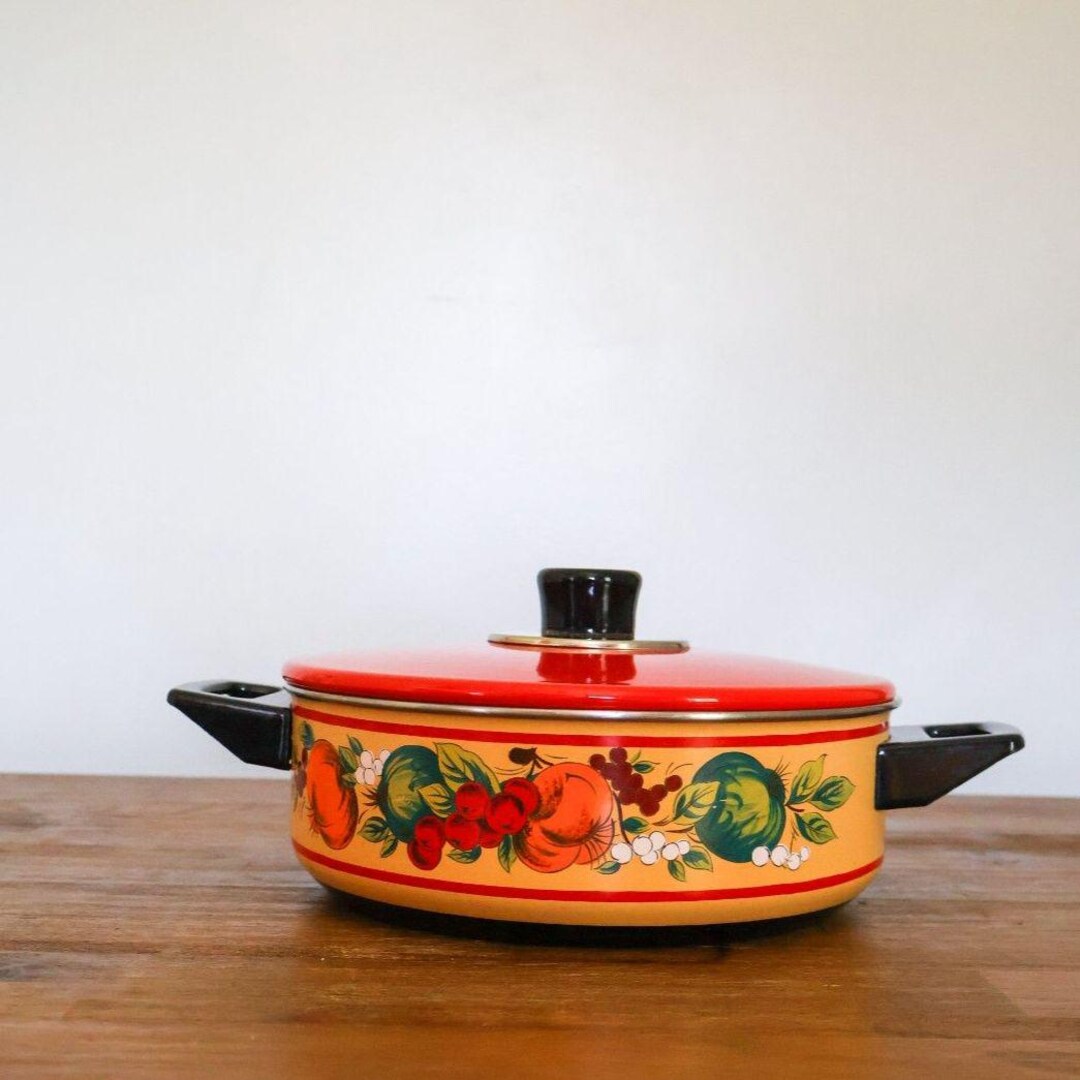 Vintage Enamel Pot With Lid Kitchen Decor - Etsy
