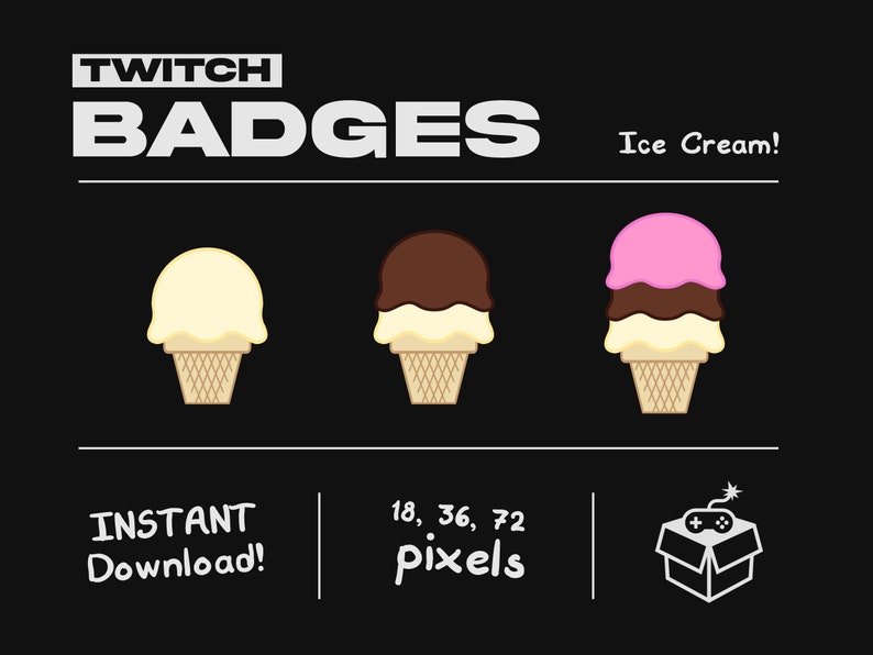 Twitch Subscriber Badges / Bit Badges / Ice Cream / Sundae / Cozy ...