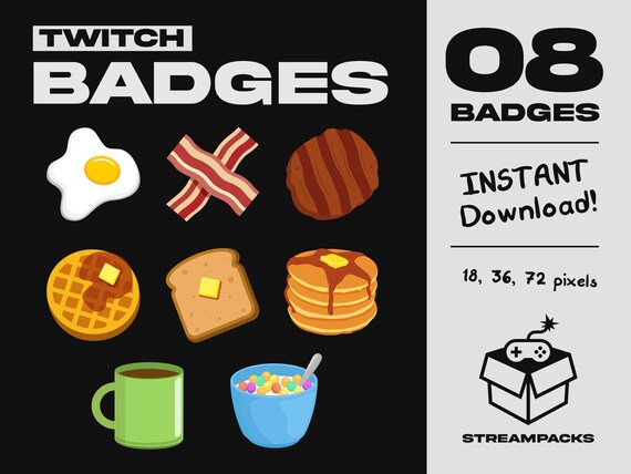 Twitch Subscriber Badges / Bit Badges / Breakfast / Coffee / | Etsy