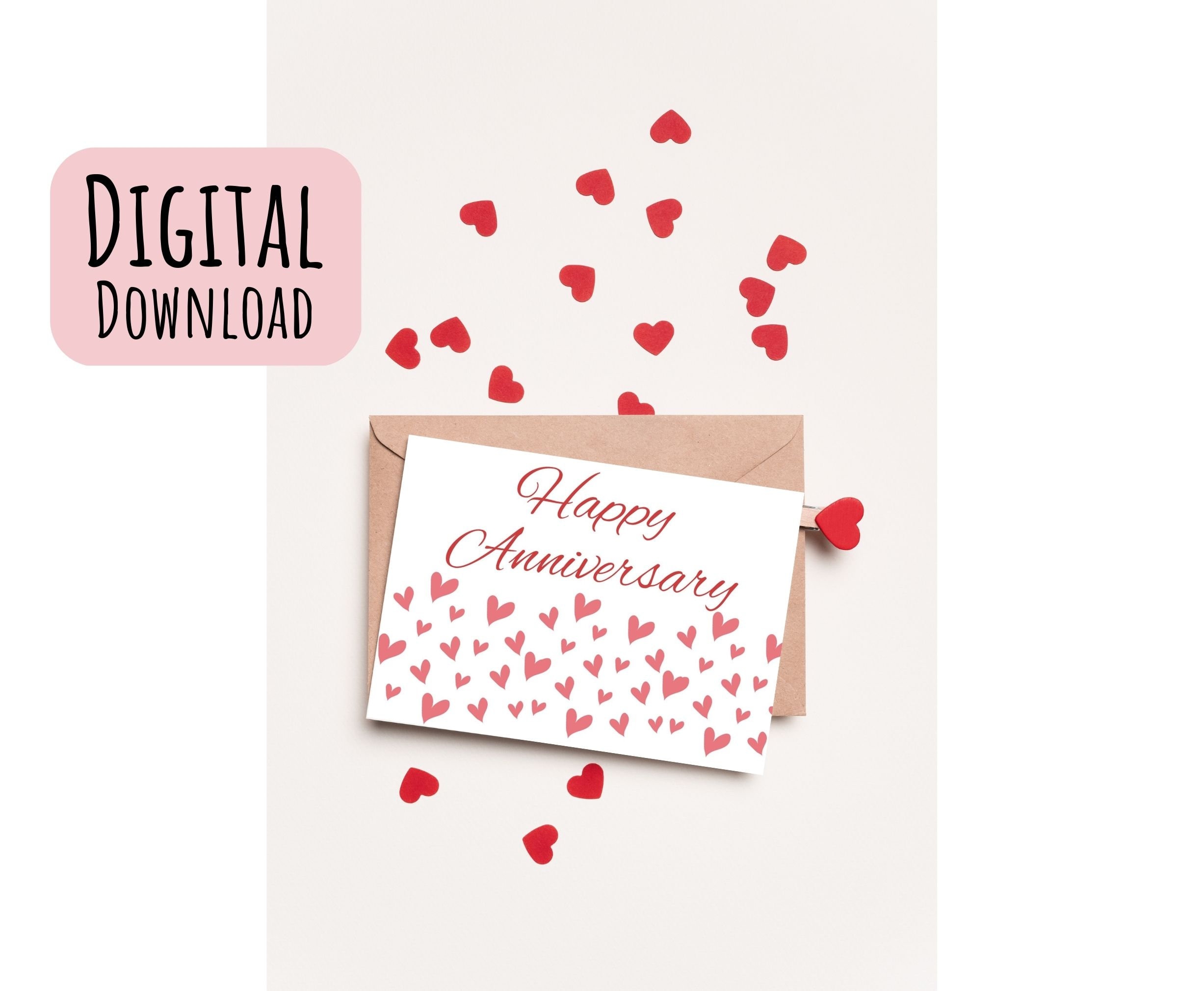 Printable Happy Anniversary Card Instant Download 7x5 Inch Card for ...