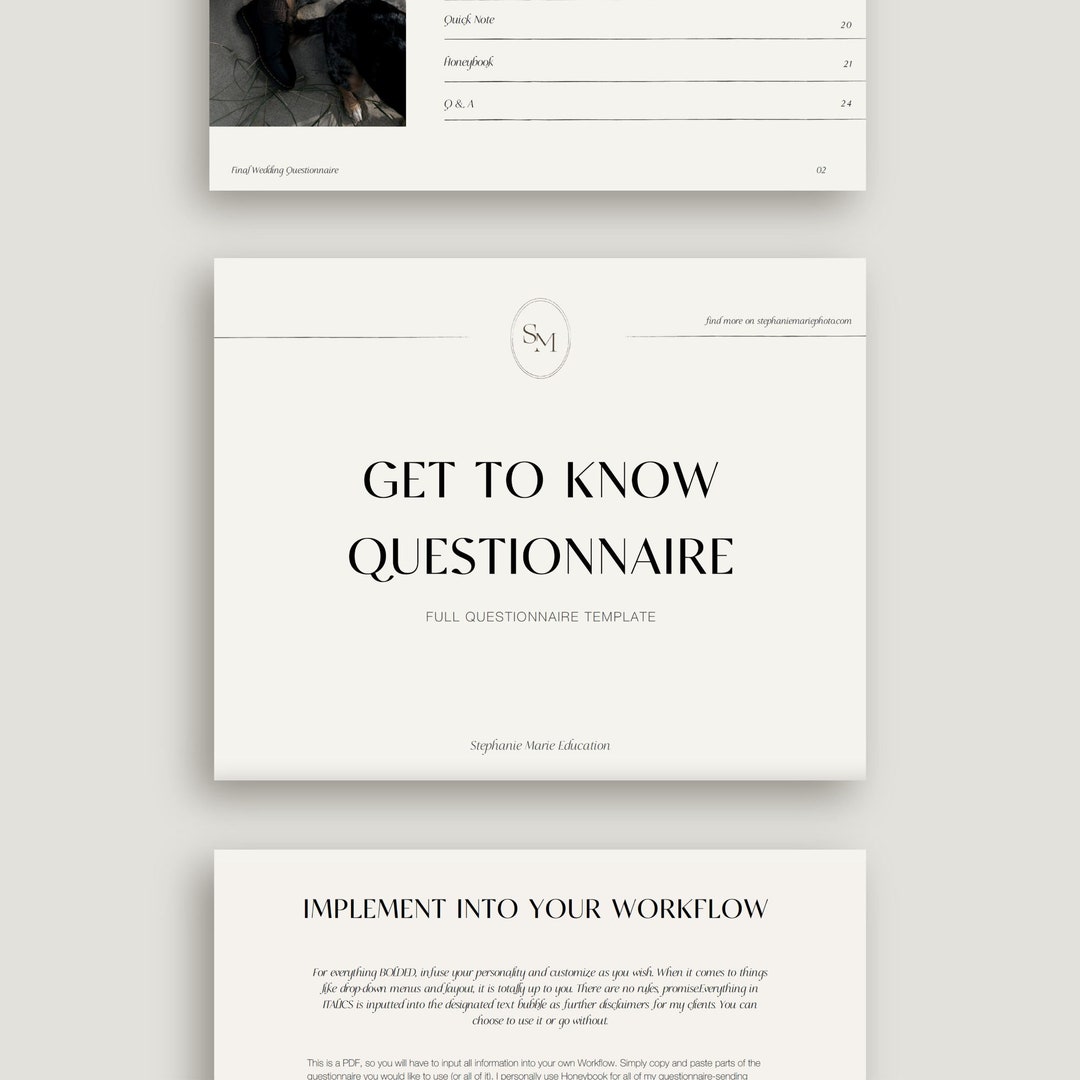 Getting to Know You Questionnaire, Client Questionnaire for Photography ...