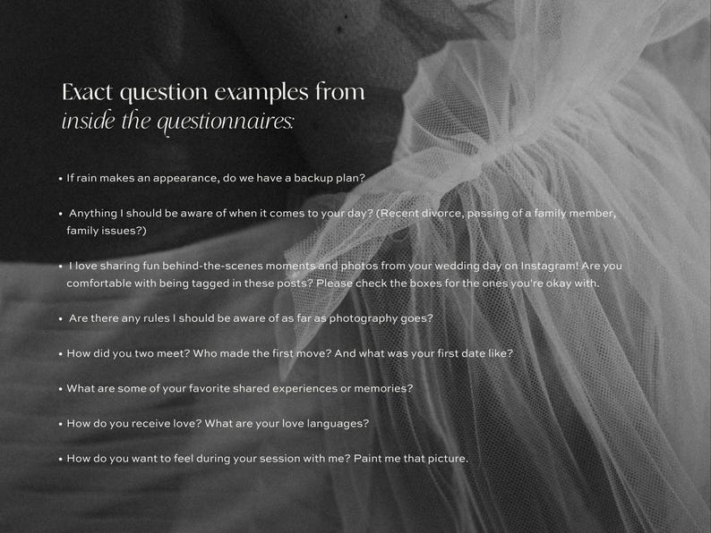 Photographer Questionnaire Bundle | Wedding Client Forms - Etsy