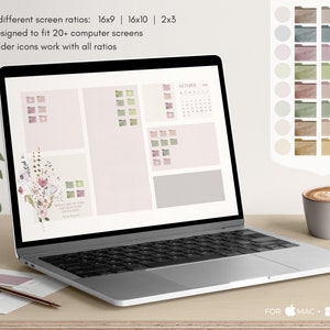 WILDFLOWERS Themed Desktop Organizer Wallpaper 2024 - 2025 With Folder ...