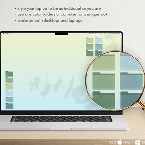 OMBRE LEAVES Desktop Wallpaper Organizer With Folder Icons, Laptop ...
