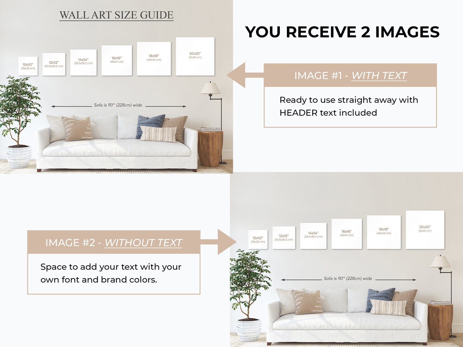 Square Frame Size Guide, Wall Art Size Guide, Comparison Chart, Poster ...