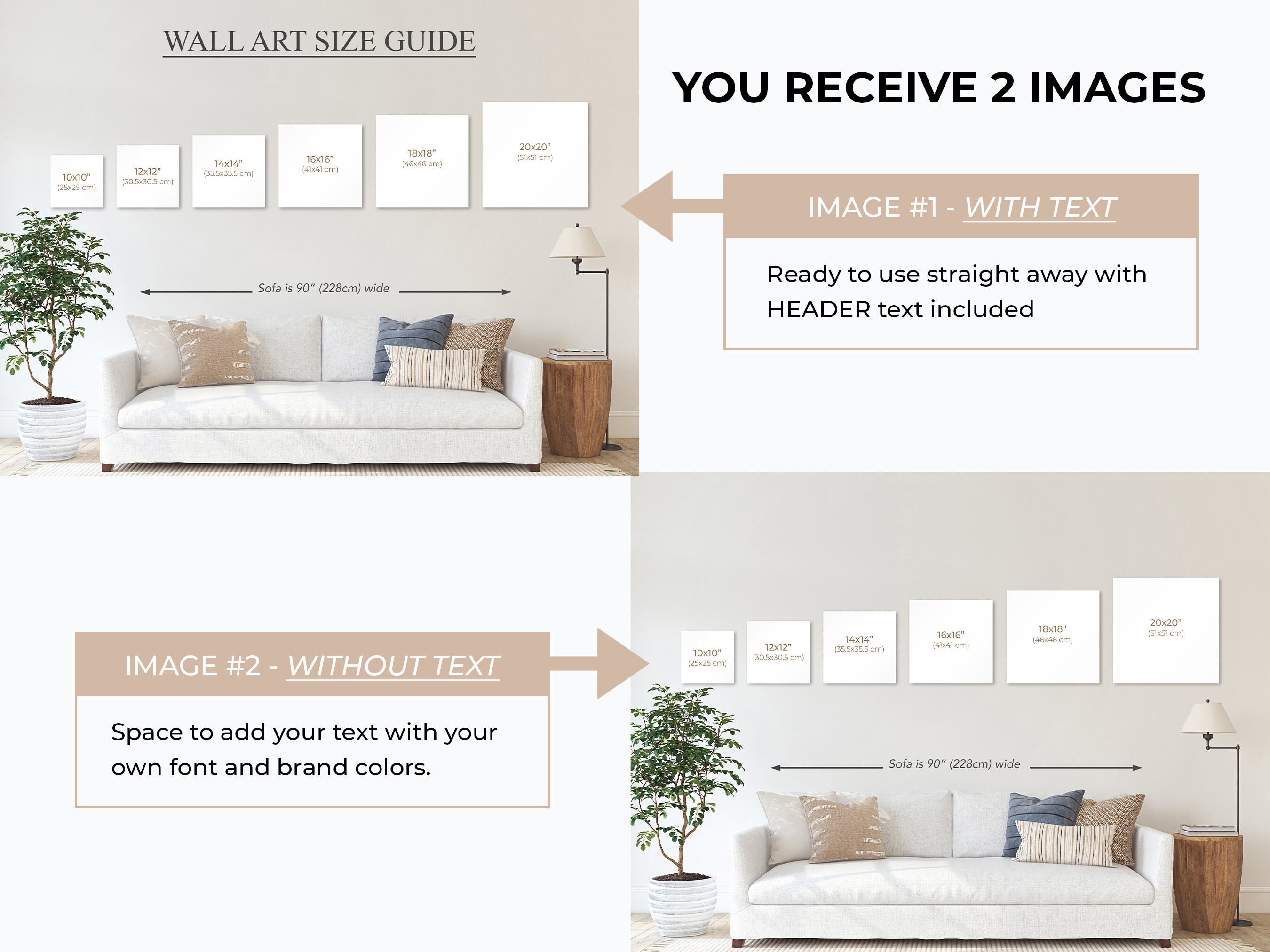 Square Frame Size Guide Wall Art Size Guide Comparison - Etsy UK