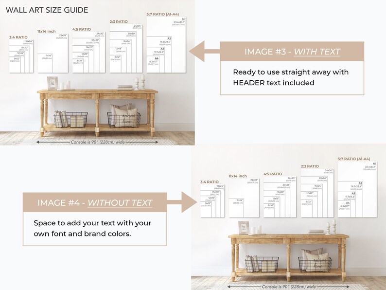 Wall Art Size Guide Frame Size Guide Comparison Chart - Etsy