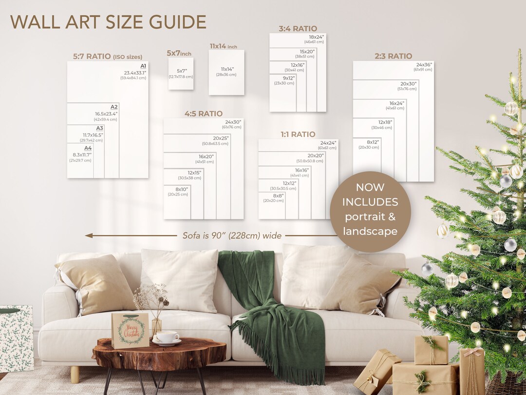 Wall Art Size Guide Ratio Comparison Chart, Poster Size Chart, Canvas ...