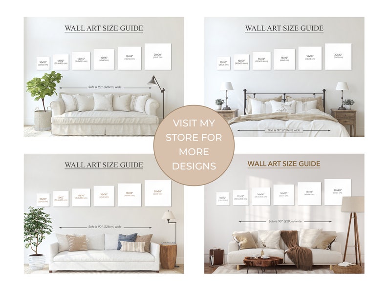 Square Frame Size Guide Wall Art Size Guide Comparison - Etsy