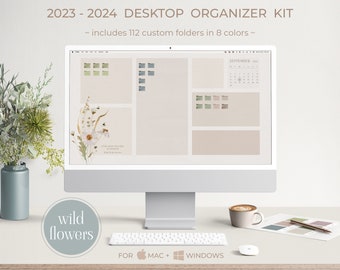 Desktop Organizer Wallpaper Calendar 2023 Colourful Minimal - Etsy