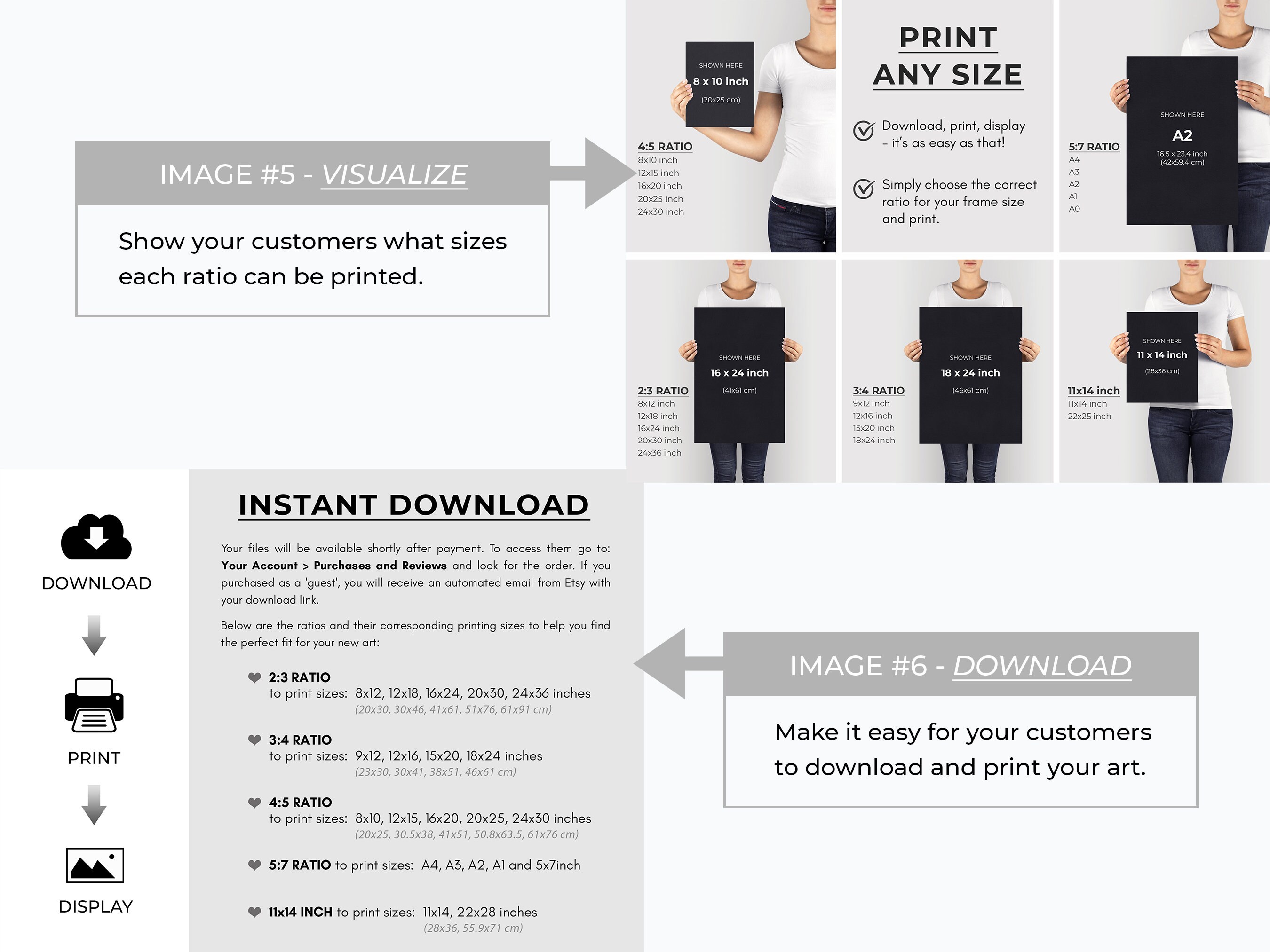Wall Art Size Guide Frame Size Guide Comparison Chart - Etsy Israel