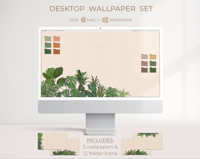 HOUSEPLANT Desktop Wallpaper Organizer With Folder Icons, Laptop ...