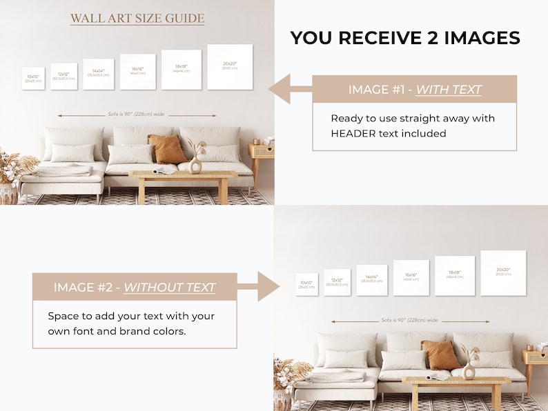 Square Frame Size Guide Wall Art Size Guide Comparison - Etsy