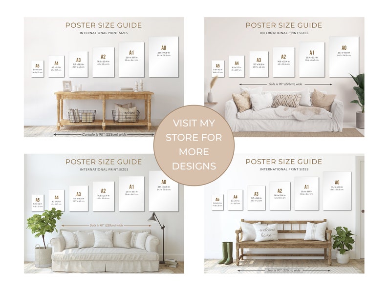 Wall Art Size Guide Frame Size Guide Comparison Chart - Etsy