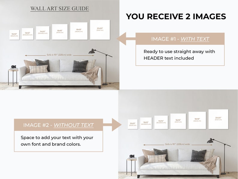 Square Frame Size Guide Wall Art Size Guide Comparison - Etsy