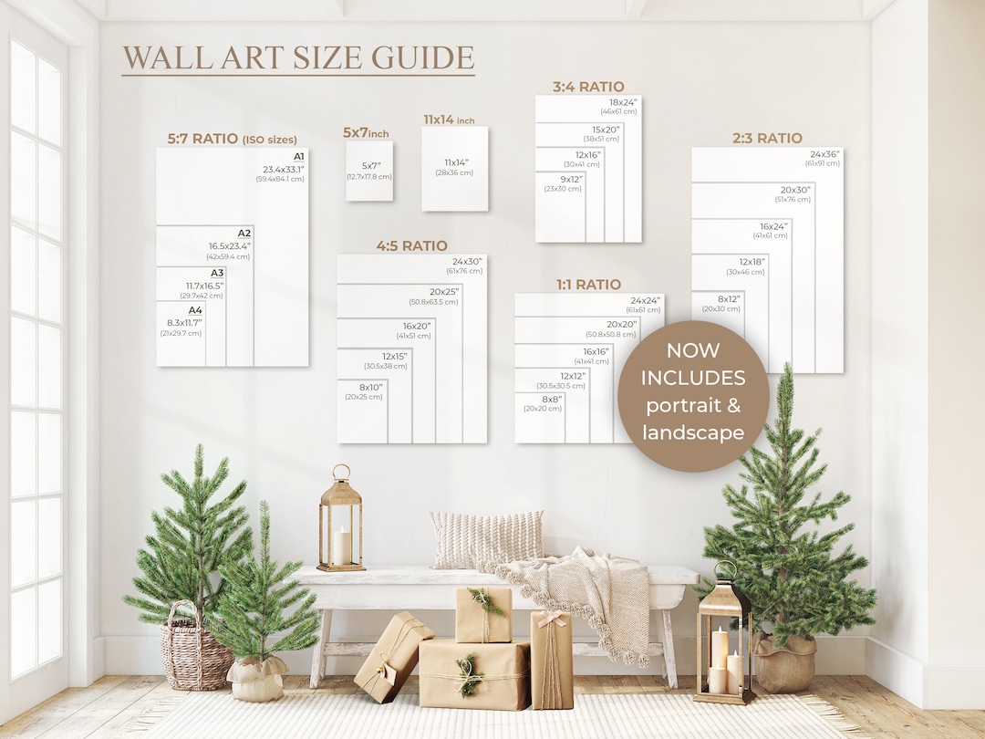 Wall Art Size Guide Ratio Comparison Chart, Poster Size Chart, Canvas ...