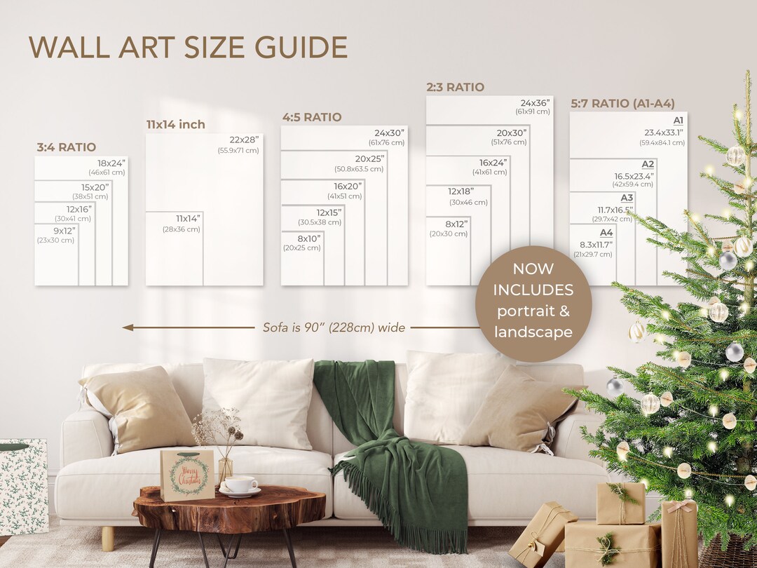 Wall Art Size Guide Ratio Comparison Chart, Poster Size Chart, Canvas ...