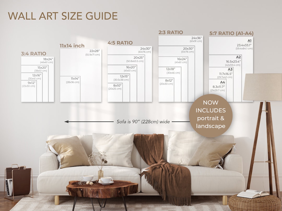 Wall Art Size Guide, Frame Size Guide, Comparison Chart, Poster Size ...