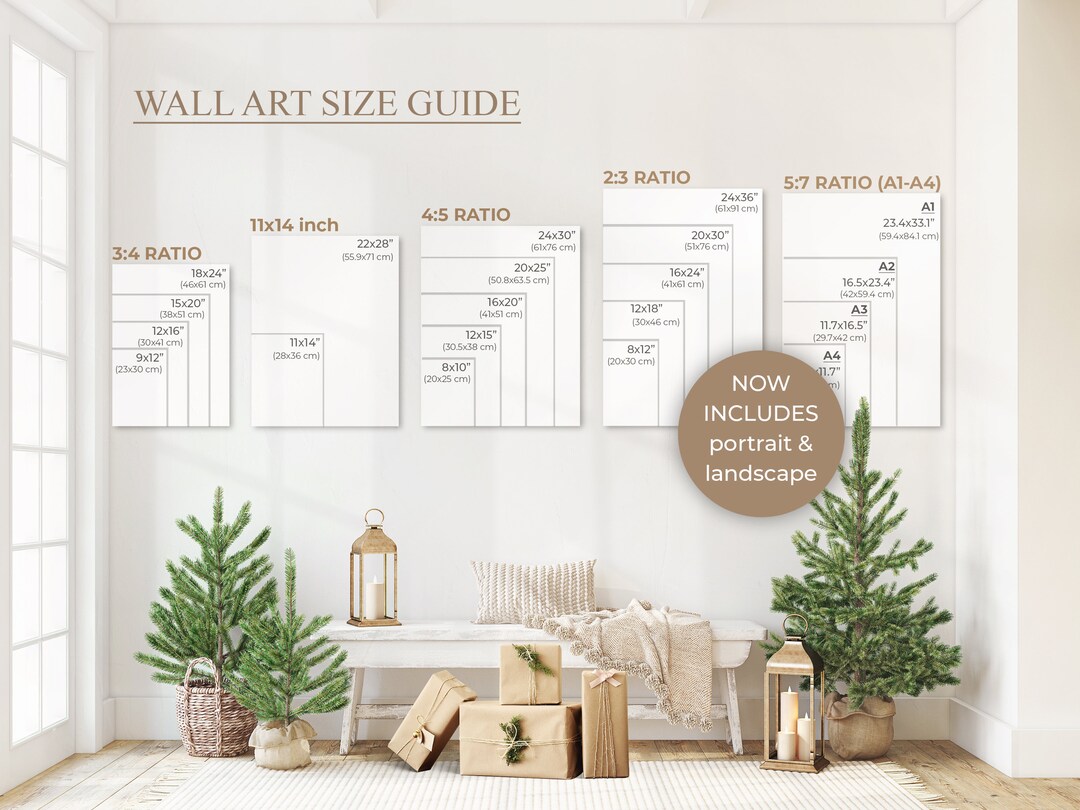 Wall Art Size Guide Ratio Comparison Chart, Poster Size Chart, Canvas ...
