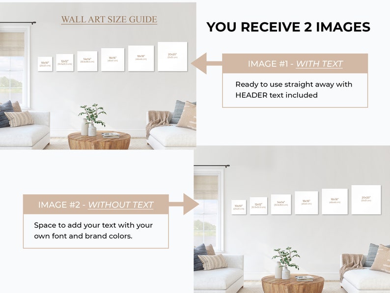 Square Frame Size Guide Wall Art Size Guide Comparison - Etsy