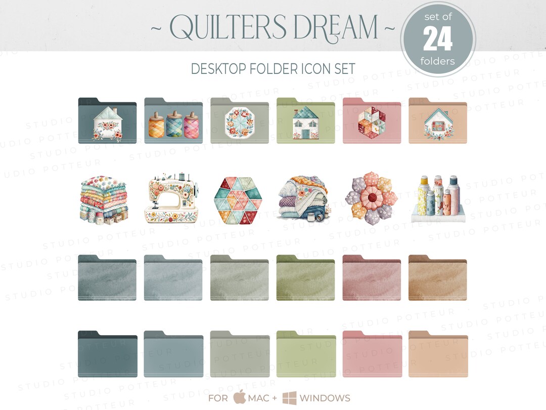 QUILTING Desktop Icons, MacBook Wallpaper Icons, Mac Folder Icons ...