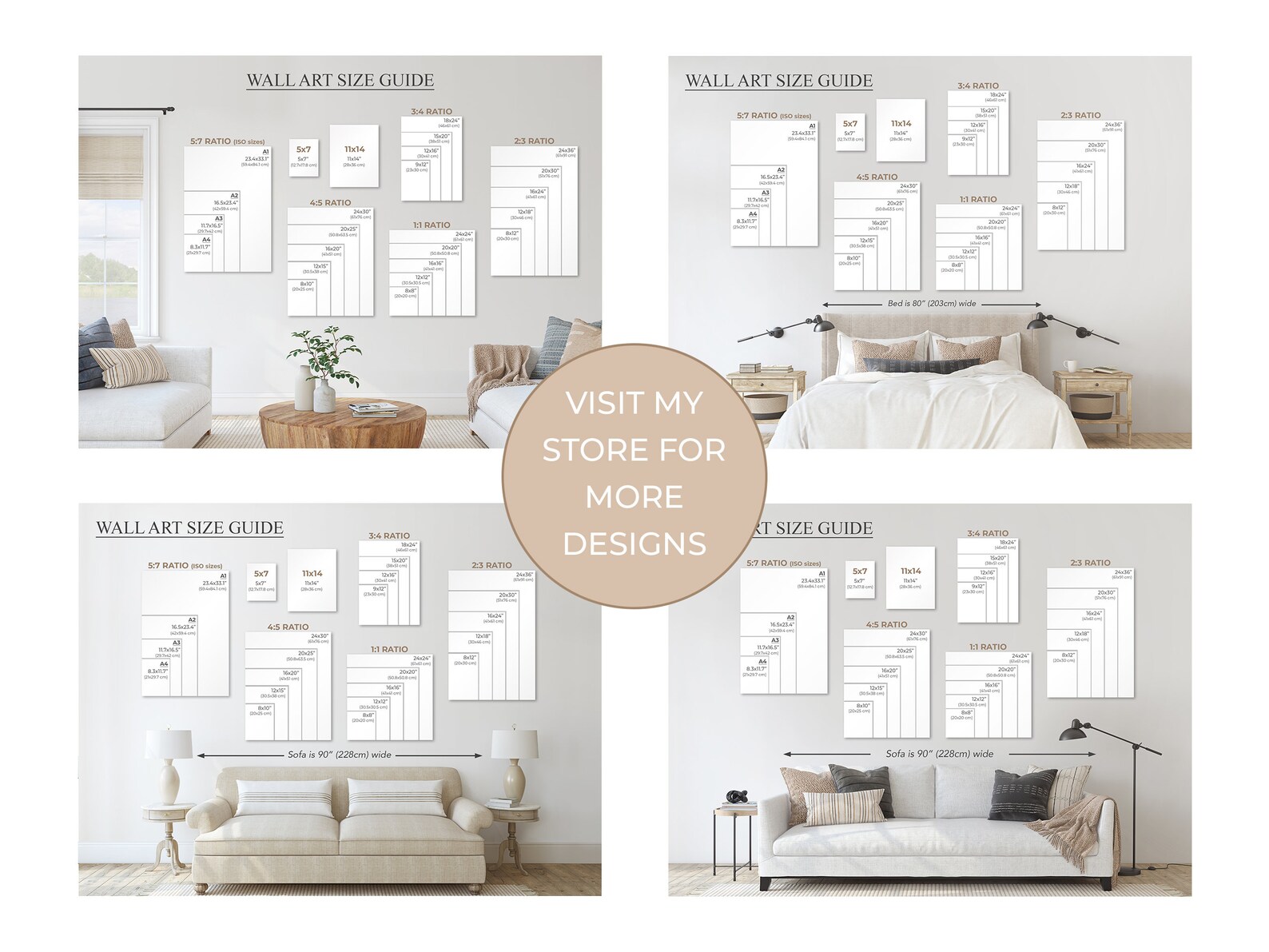 Frame Size Guide, Wall Art Size Guide, Comparison Chart, Poster Size ...