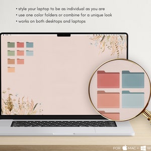 WILDFLOWERS Desktop Wallpaper Organizer With Folder Icons, Laptop ...