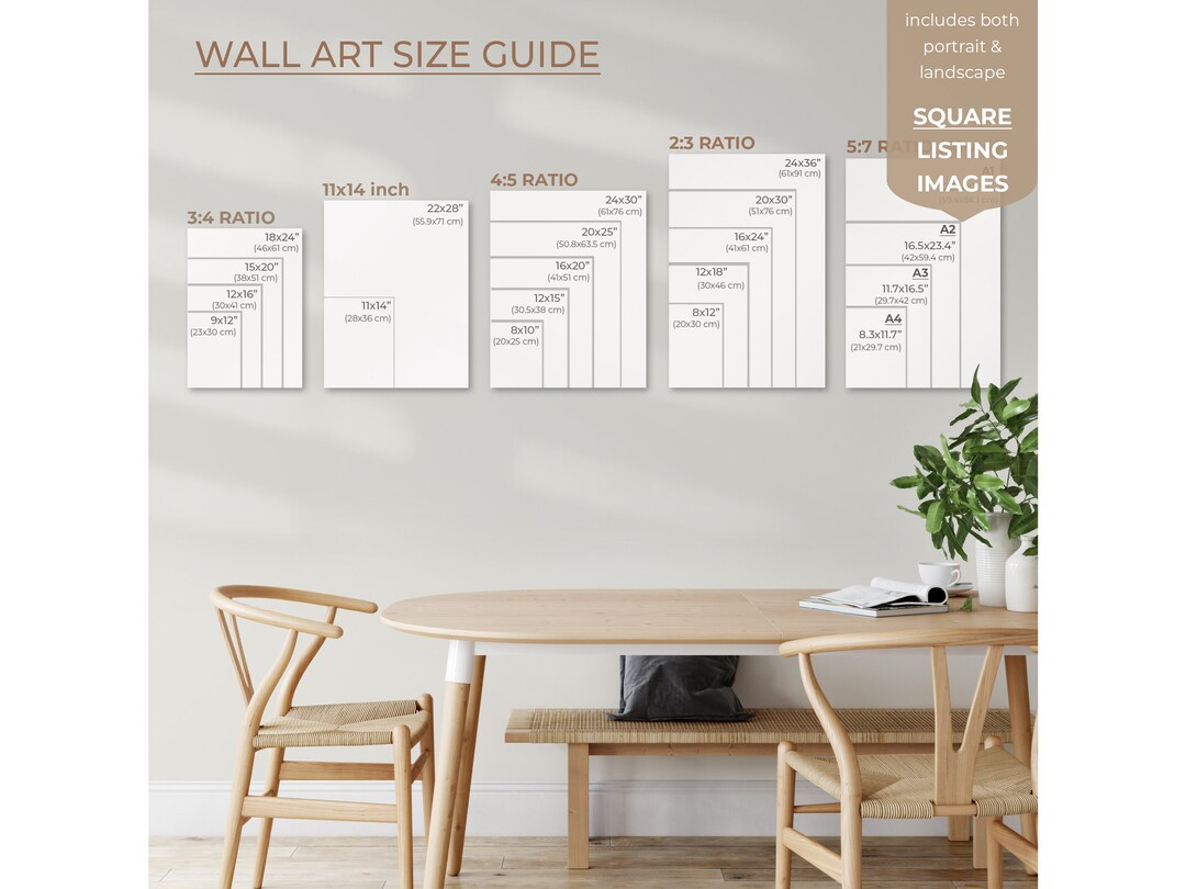 Wall Art Size Guide, Frame Size Guide, Comparison Chart, Poster Size ...