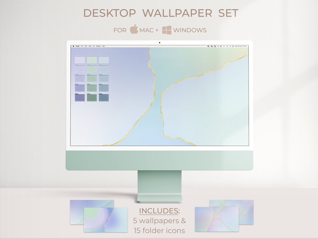 GEODE BLUE Desktop Wallpaper Organizer With Folder Icons, Laptop ...