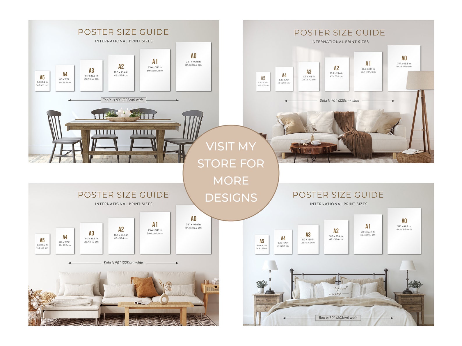 Wall Art Size Guide, Frame Size Guide, Comparison Chart, Poster Size ...
