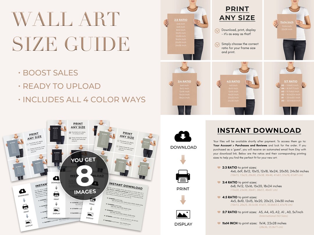 Wall Art Size Guide, Frame Size Guide, Comparison Chart, Poster Size ...