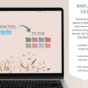WILDFLOWERS Desktop Wallpaper Organizer With Folder Icons, Laptop ...