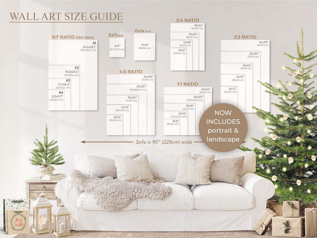Wall Art Size Guide Ratio Comparison Chart, Poster Size Chart, Canvas ...