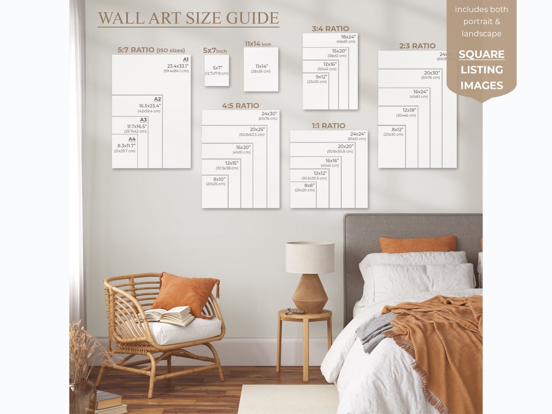 Wall Art Size Guide Frame Size Guide Comparison Chart - Etsy