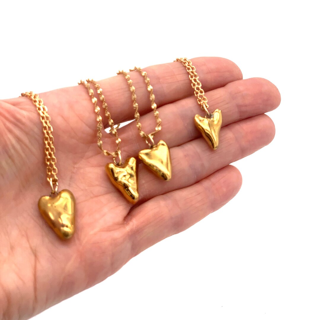 ARTIST-MADE Genuine Gold HEART Fidget Pendant ceramic Dipped in Gold ...
