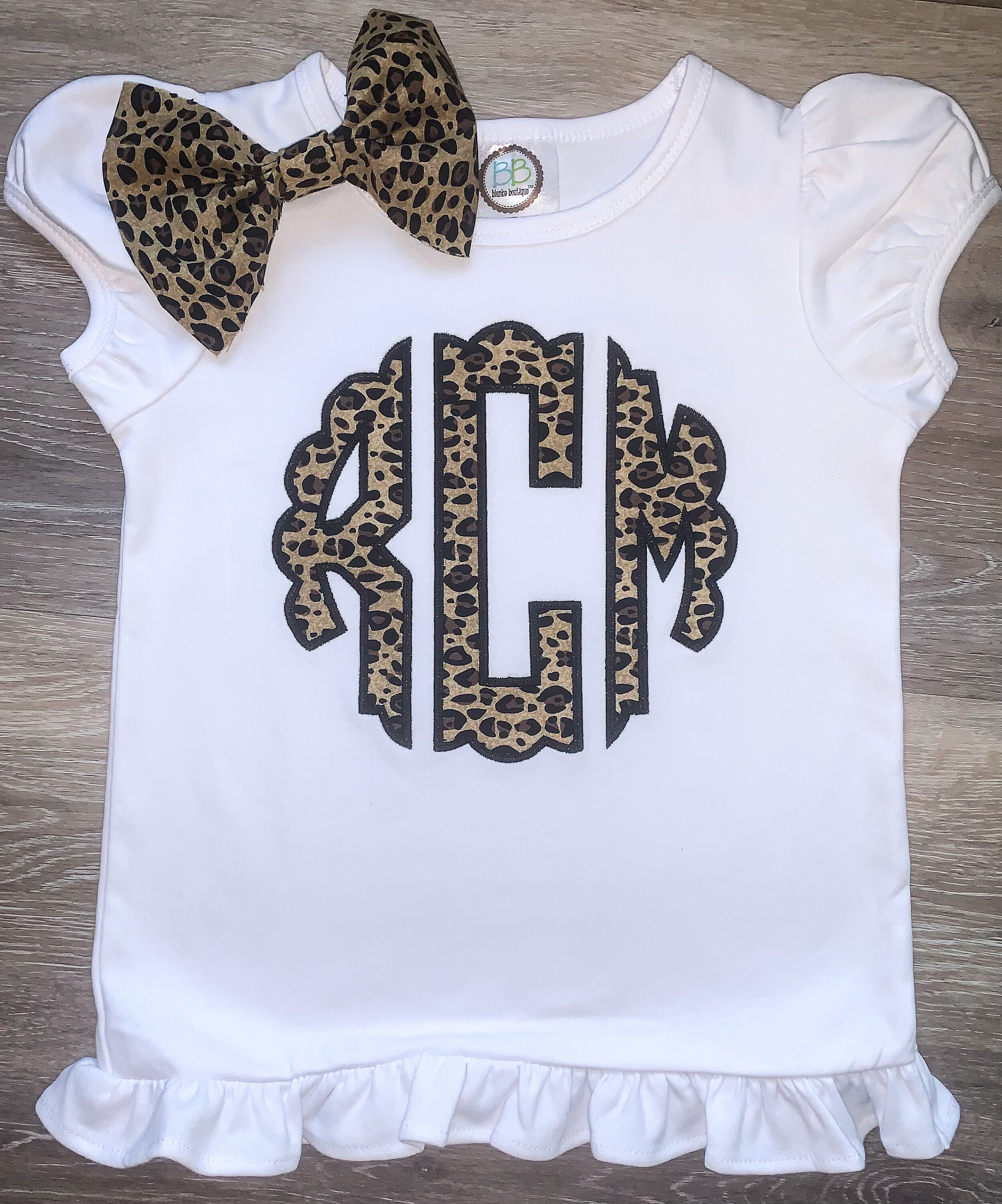Leopard Print Monogram Camisa de aplicación de monograma de - Etsy España