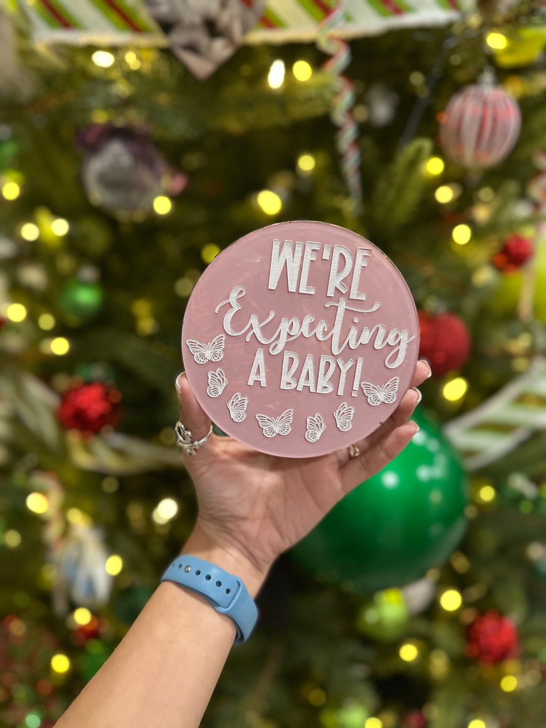 We're Expecting Acrylic Sign | Baby Sign | Round Baby Sign | We're ...