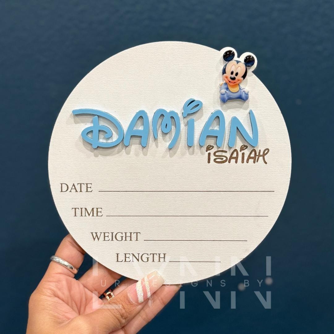 Mickey Mouse Inspired Baby Announcement With Birth Stats | Mickey Mouse ...