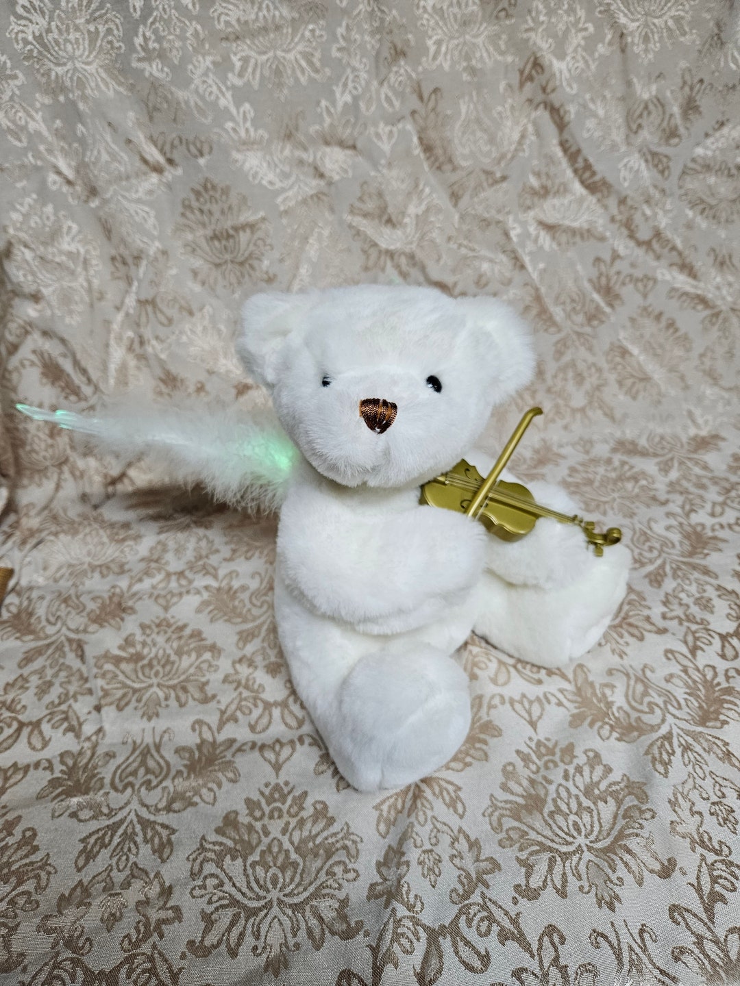 Musical Animated Fiber Optic Angel Bear Playing a Violin - Etsy