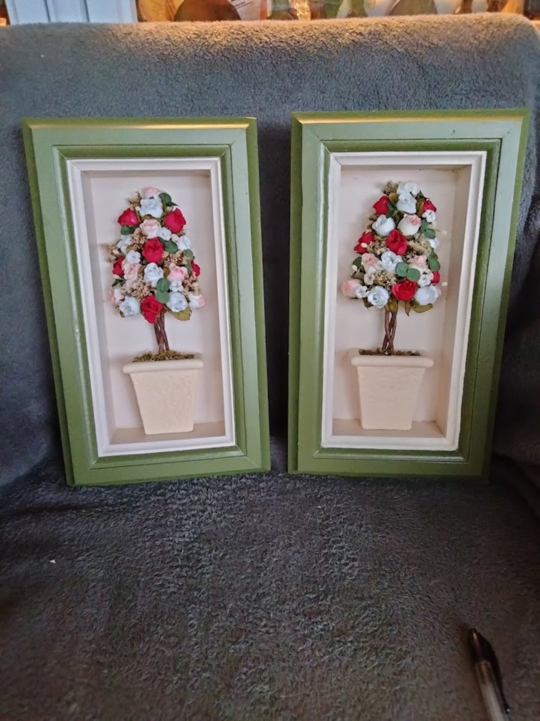 Floral Topiary Tree Shadow Box Wall Set - Etsy