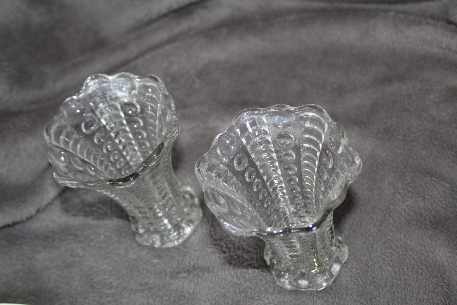 Vintage Art Deco Style Clear Bubbled, Flared Glass Vases - Etsy
