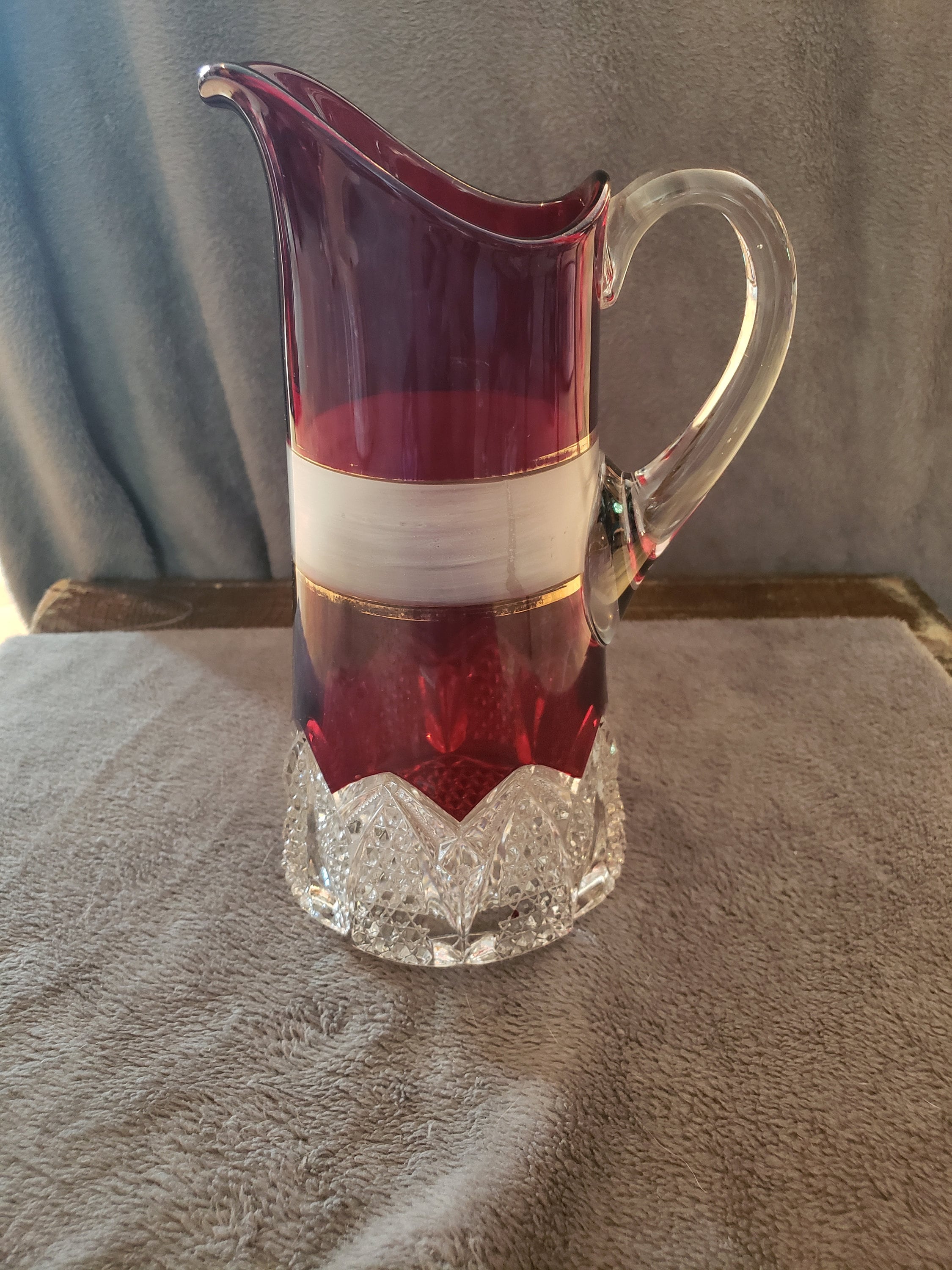 Vintage Eapg Ruby Flash Glass Pitcher - Etsy