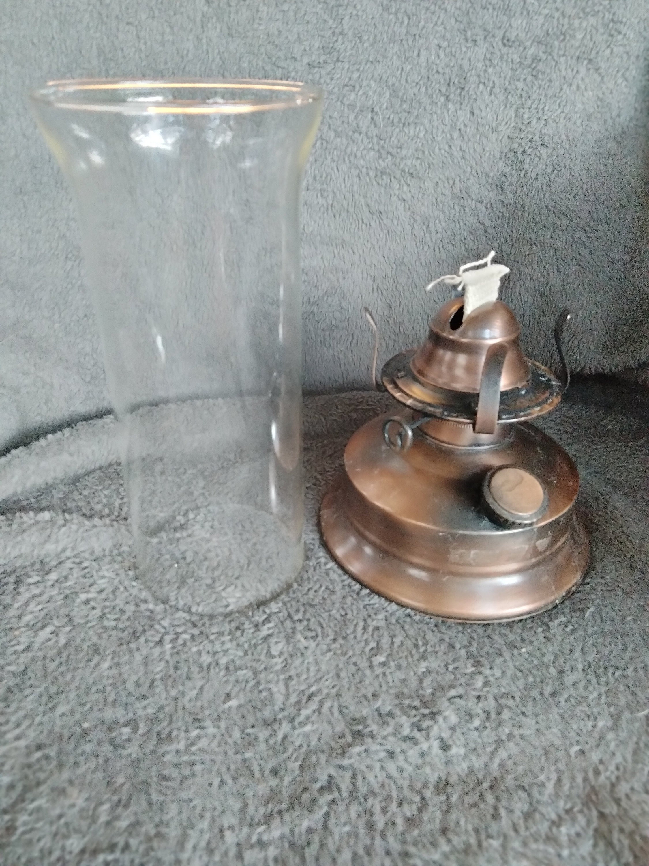 Vintage Lamplight Farms Oil Lamp With a Copper Base and Clear Cylinder ...