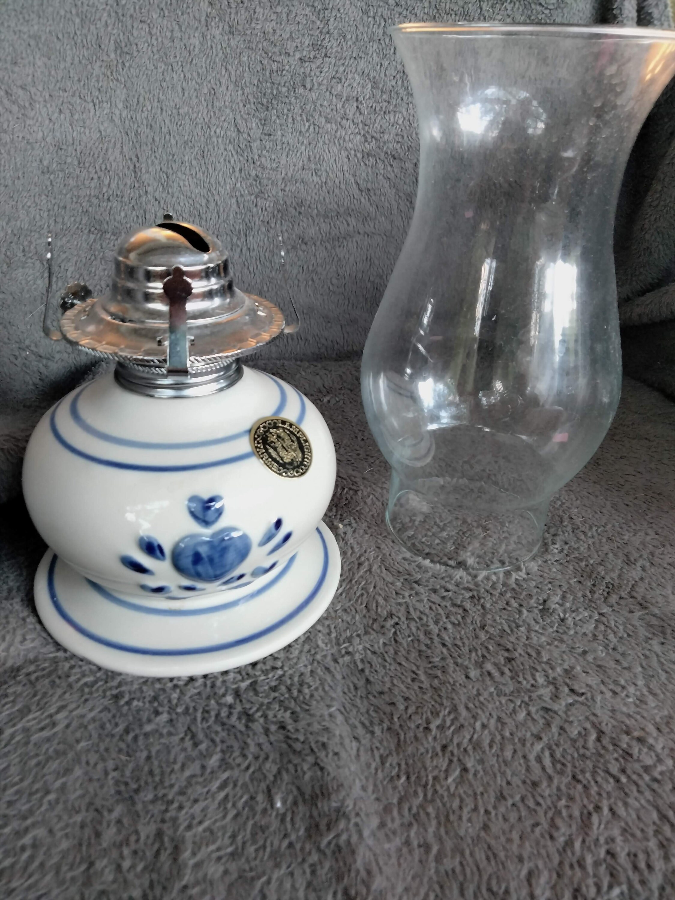 Lamplight Farms Oil Lamp Ceramic With Blue Heart Design - Etsy
