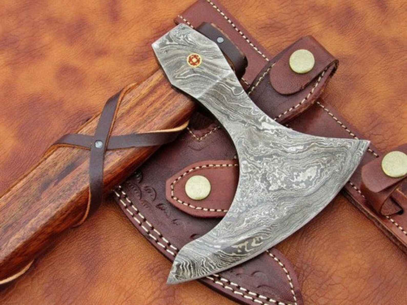 Damascus Steel Viking Axe with Rose Wood Handle | Etsy