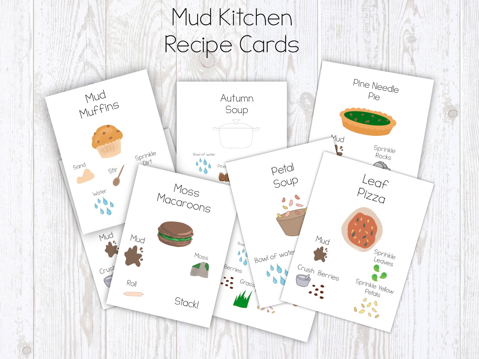 Mud Kitchen Recipe Cards, Homeschool Dramatic Play, Montessori Learning ...
