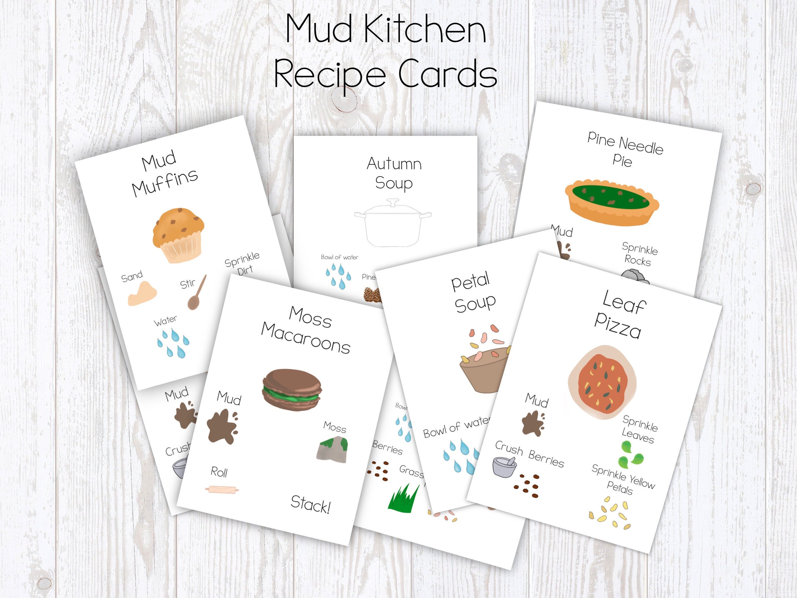 Mud Kitchen Recipe Cards, Homeschool Dramatic Play, Montessori Learning ...