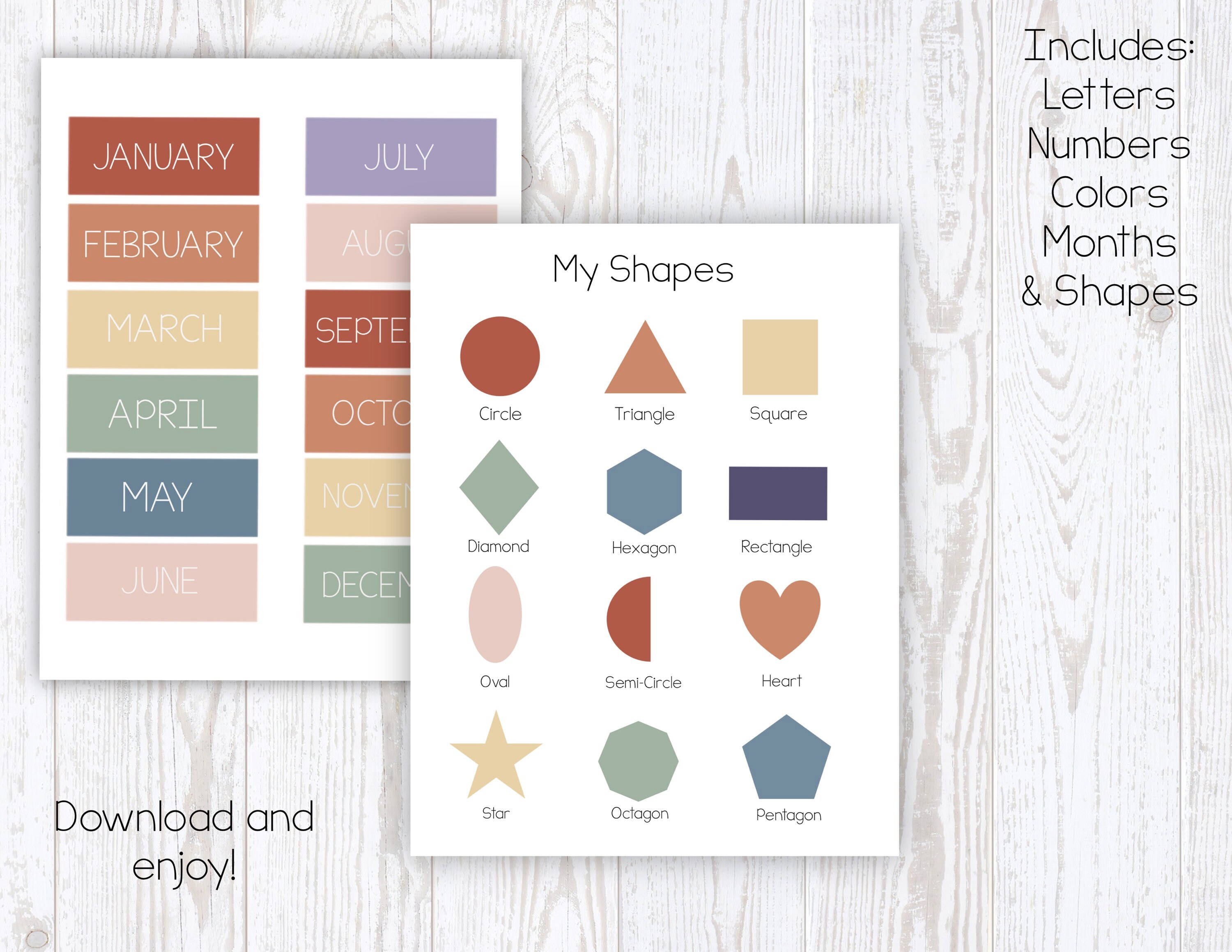 Printable Educational Posters, Preschool Classroom ABC, Numbers, Shapes ...