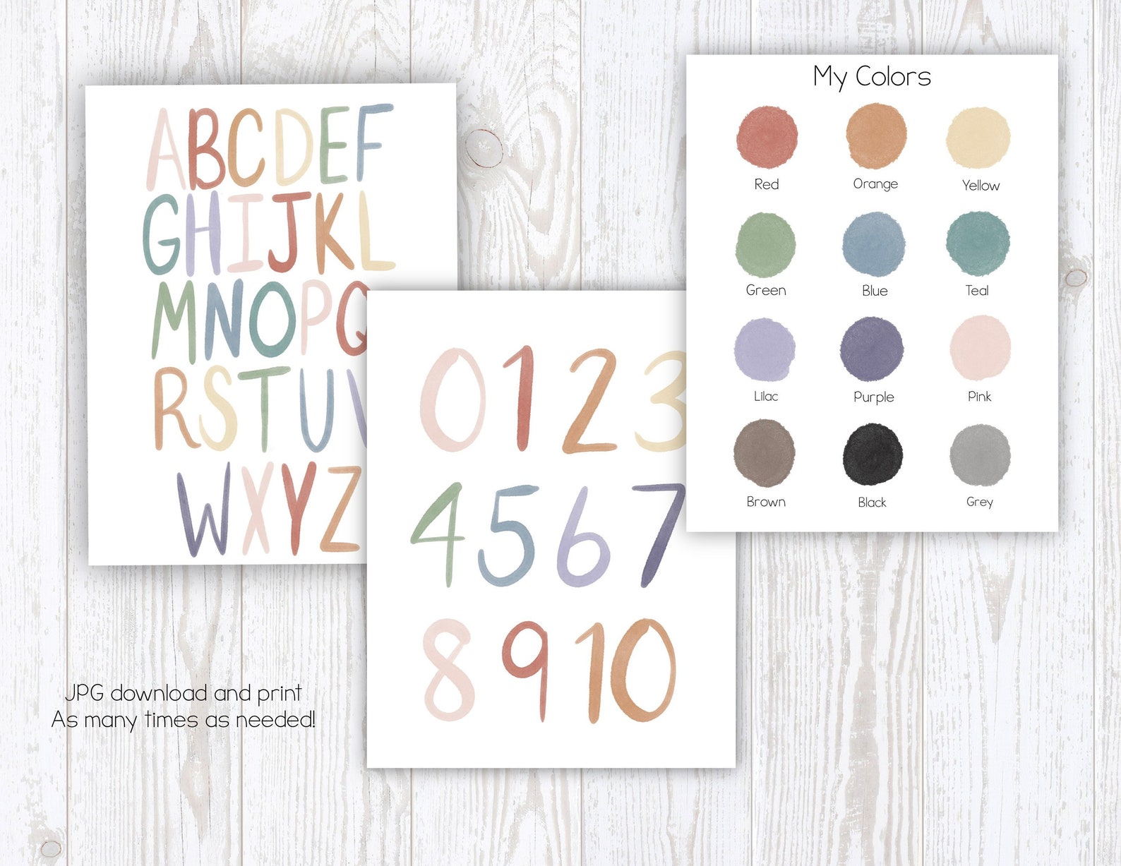 Printable Educational Posters, Preschool Classroom ABC, Numbers, Shapes ...